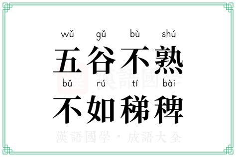 五谷不熟，不如稊稗的意思 成语五谷不熟，不如稊稗的解释 汉语国学