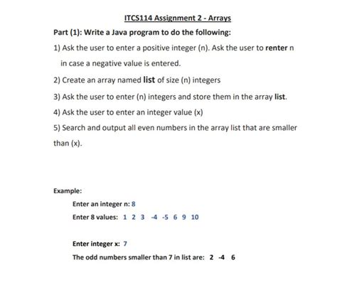 Solved ITCS114 Assignment 2 Arrays Part 1 Write A Java Chegg