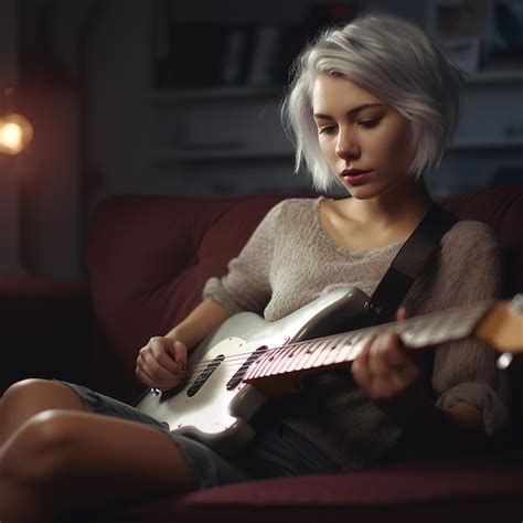 Premium Ai Image Girl Playing Guitar