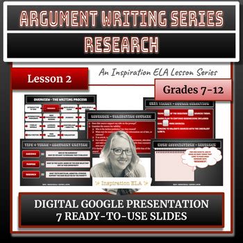 Argument Writing Lesson Series Research TPT