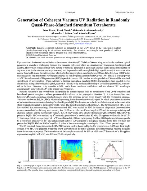 Pdf Generation Of Coherent Vacuum Uv Radiation In Randomly Quasi