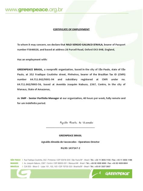 Assine Com O Docusign Certificate Of Employm Pdf Era Da Informação