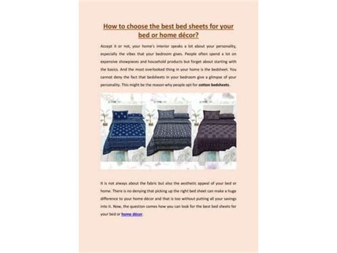 A Complete Guide To Buying Bed Sheets And Comforterspptx