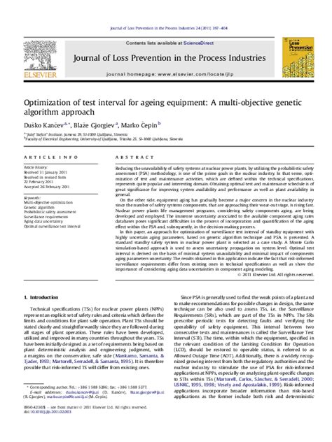 Pdf Optimization Of Test Interval For Ageing Equipment A Multi