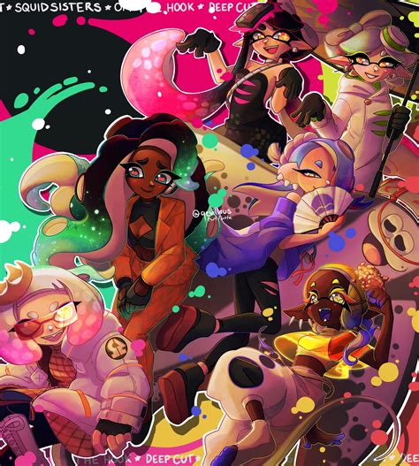 Callie Marie Marina Pearl Shiver And More Splatoon And More Drawn By Qevillous Danbooru