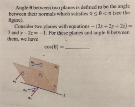 Solved Angle θ between two planes is defined to be the angle Chegg