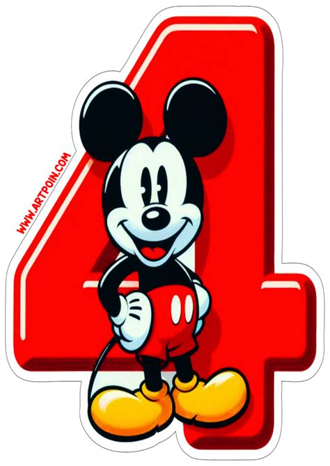 Mickey Mouse Número 4 Decoração De Aniversário Hora Da Festa Infantil
