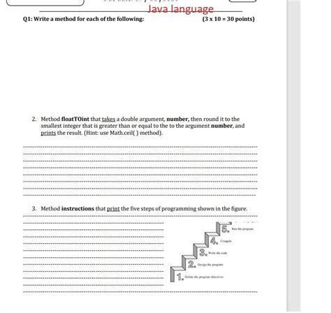 Solved Java Language Q1 Write A Method For Each Of The