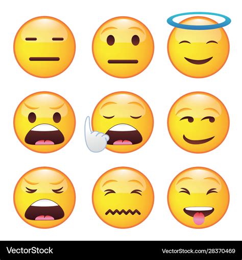 Set Emoticons Set Emoji Royalty Free Vector Image