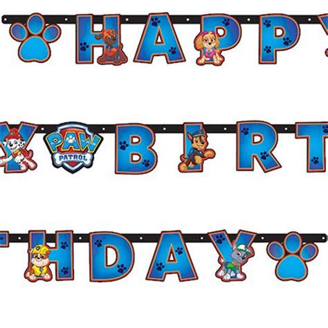 Paw Patrol Happy Birthday Banner Paw Patrol Birthday Etsy