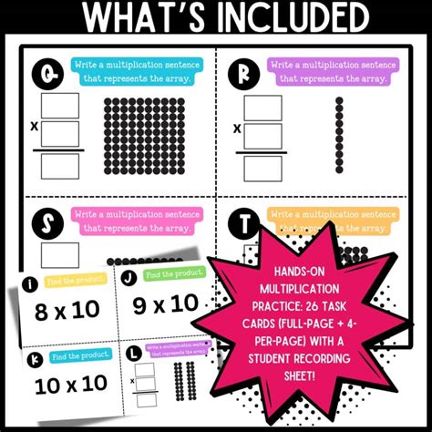Multiplication Arrays By 10s Task Cards Hands On Math Practice