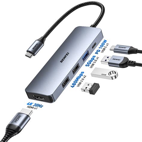 Cáp Chuyển Hub Benfei Ugreen 5 In 1 Usb Type C Sang Hdmi Usb 3 0 3 Pd Ugreen Benfei Chính