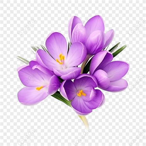 크로커스 꽃 봄 개화 보라색 사프란 잎꽃잎장식하다 Png 일러스트 무료 다운로드 Lovepik