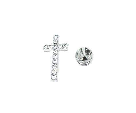 Rhinestone Cross Lapel Pin Finox