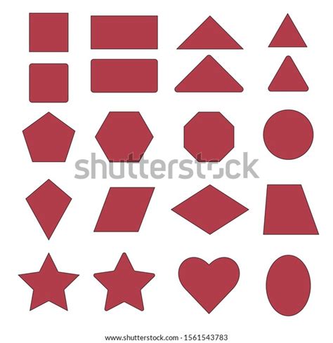 Basic Geometric Shape Elements With Sharp And Rounded Edges Vector Flat Design Set
