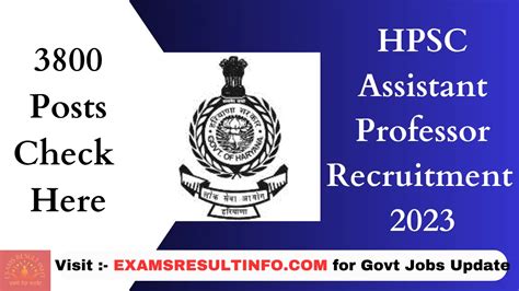 Hpsc Assistant Professor Recruitment 2023 3800 Posts Notification Out