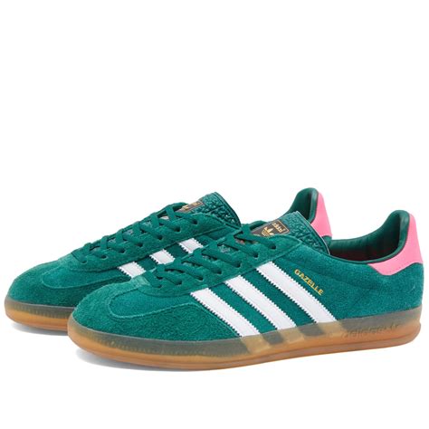 Adidas Gazelle Indoor Collegiate Green Ftwr White And Lucid Pink End