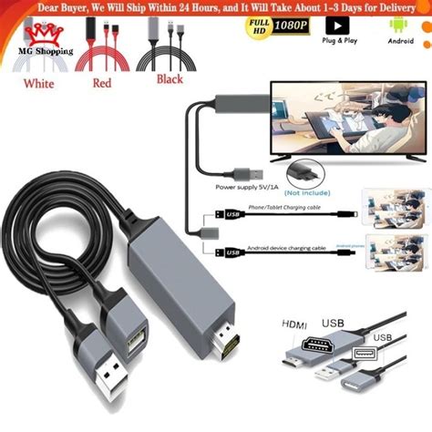 1m 3 In 1 Hdmi Cable Usb To Hdmi Tv Adapter Cable 1080p For Android