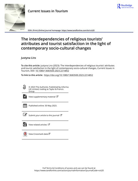 Pdf The Interdependencies Of Religious Tourists Attributes And