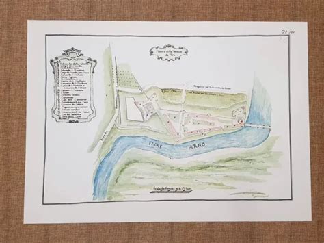 Carta Geografica Mappa Pianta Della Fortezza Di Pisa Toscana Nel 700