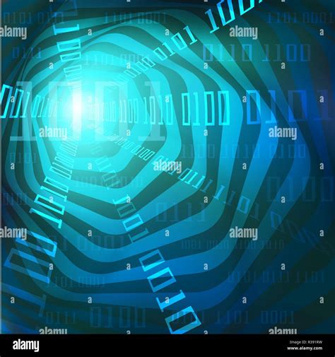 Abstract Blue Flow Of Big Data Number Of Binary Code Visualization