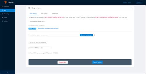 app configuration · caprover