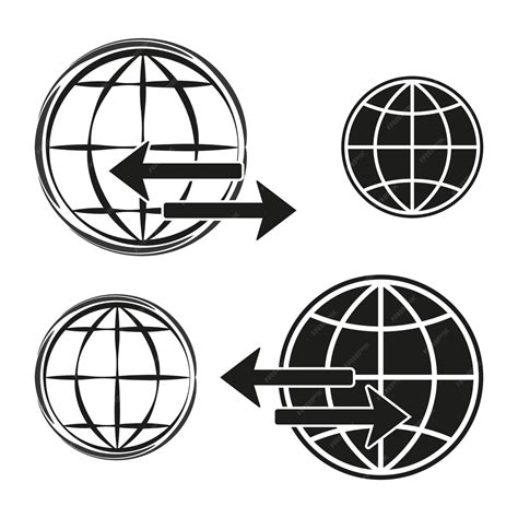 Global Communication Icons Globe With Arrows Black And White Design Vector Illustration