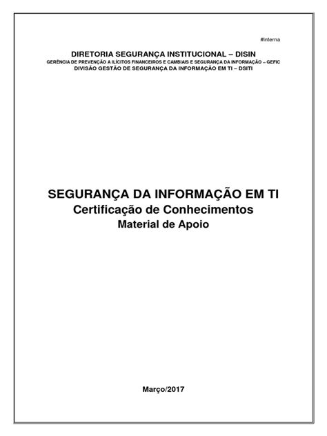 Apostila Segurança Da Informação Em Ti Pdf Segurança Da Informação