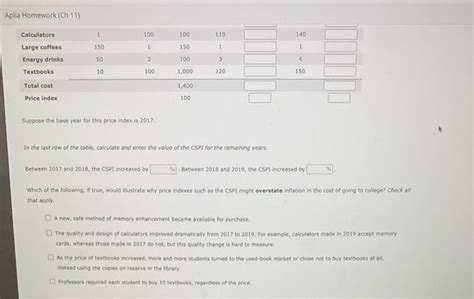 solved 1 calculating inflation using a simple price index
