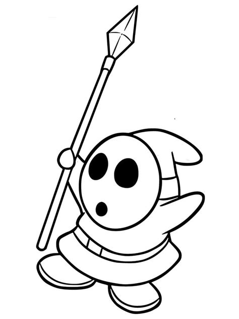 Shy Guy With Spear Coloring Page Download Print Or Color Online For Free