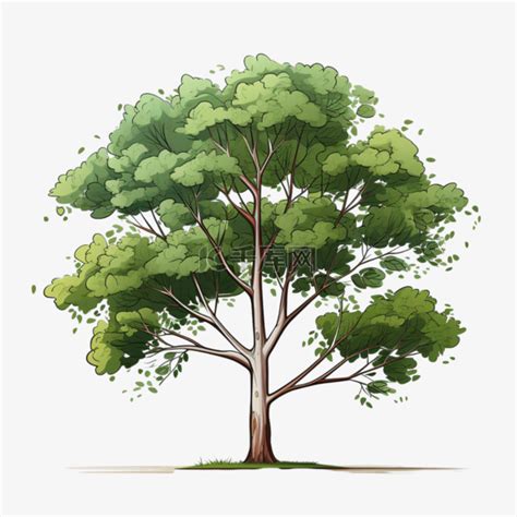 扁平树木植物绿色清新绿植淡雅美观素材图片免费下载 千库网