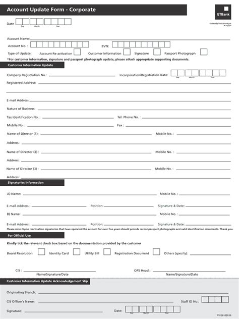 Account Update Form Corporate Pdf