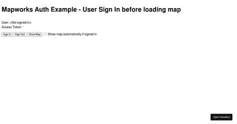 Mapworks Auth Before Loading Map Example Codesandbox