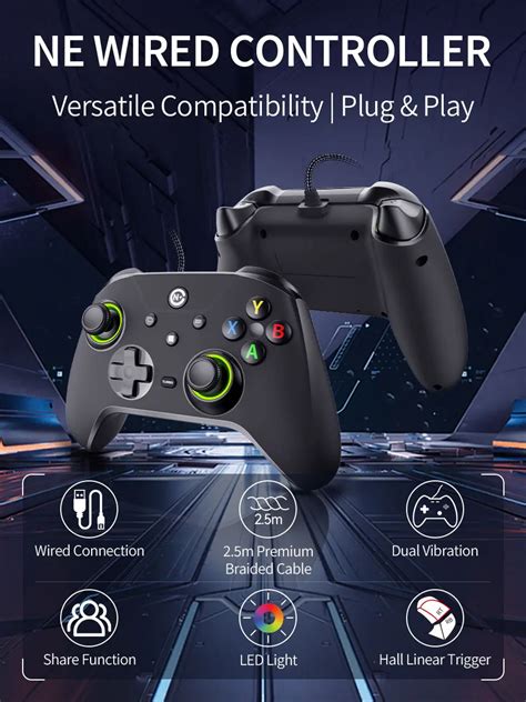 게임컨트롤러 Ne 유선 컨트롤러 Pc Ps3 Tv 게임 패드 제어 터보 진동 Led 조명 포함 닌텐도 스위치 라이트