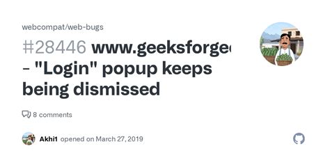 Login Popup Keeps Being Dismissed · Issue