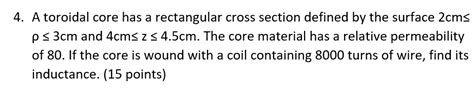 Solved 4 A Toroidal Core Has A Rectangular Cross Section