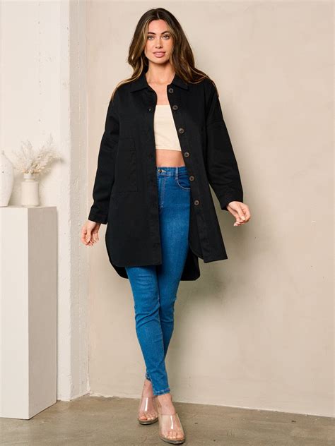 Womens Long Sleeve Button Closure Denim Jacket
