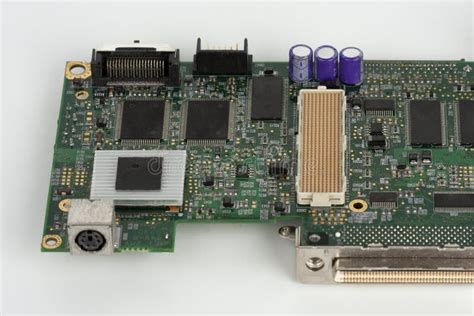 Close Up Of Motherboard Old Laptop With Empty Socket Base For Cpu On