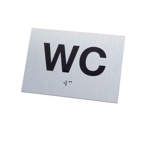 WC Tabliczka Z Pismem Braille A Srebrny Dibond Szczotkowany Wym