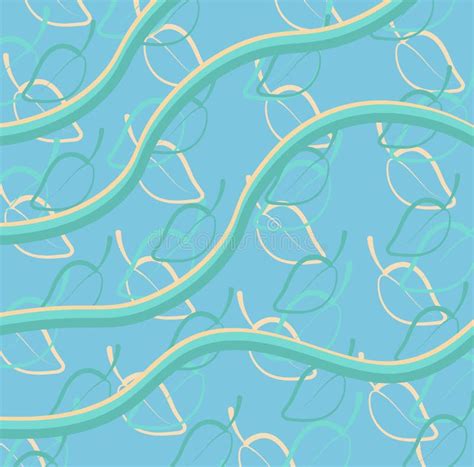 Vector Color Hand Drawing Abstract Waves On A Sea Background With