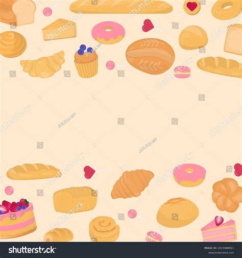 Bakery Background Bread Pastry Candy On Stock Vector Royalty Free