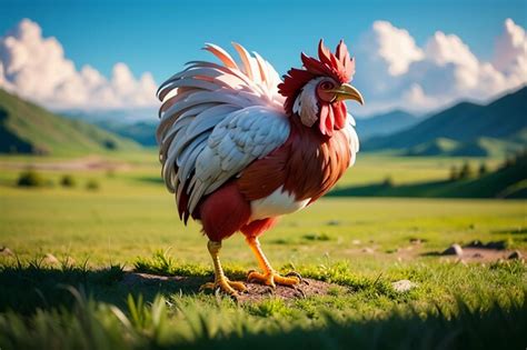 Premium Ai Image Big Rooster Crowing Gorgeous Feather Cockscomb