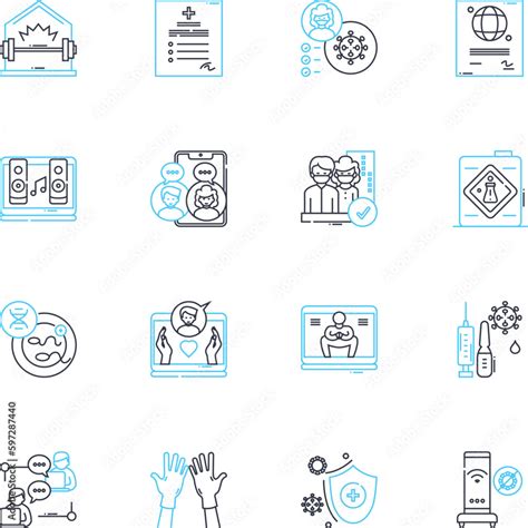 Prokaryotes Linear Icons Set Bacteria Archaea Microorganisms