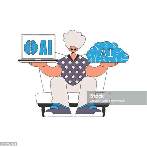 Illustration Of A Man Gripping An Ai Brain Vector向量圖形及更多人工智能圖片 人工智能
