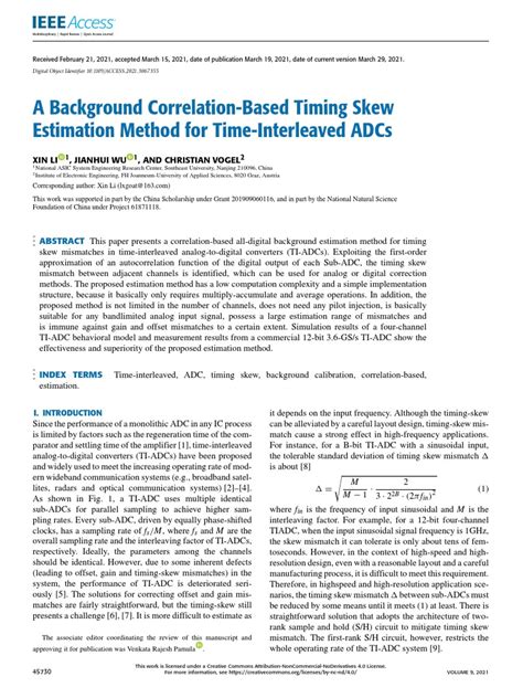 a background correlation based timing skew estimation method for time