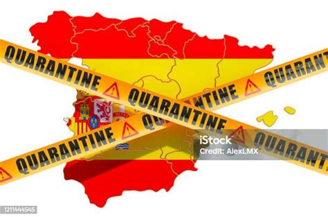 스페인 개념의 검역 주의 장벽 테이프가있는 스페인어지도 흰색 배경에서 격리 된 3d 렌더링 0명에 대한 스톡 사진 및 기타 이미지 Istock