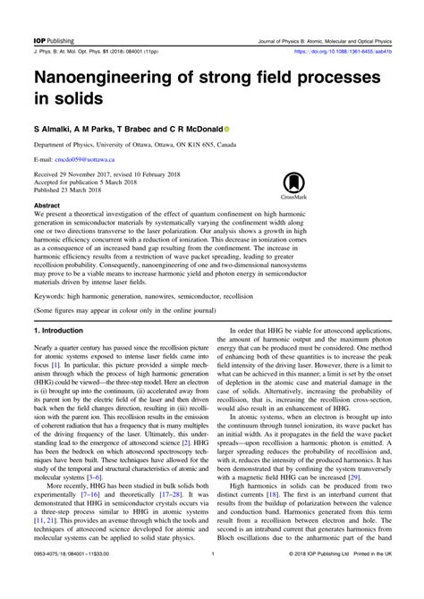 Nanoengineering Of Strong Field Processes In Solids Request PDF