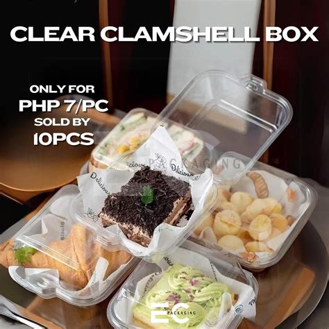 Ec 10pcs Clear Clamshell Container Bento Cake Take Out Tray Food