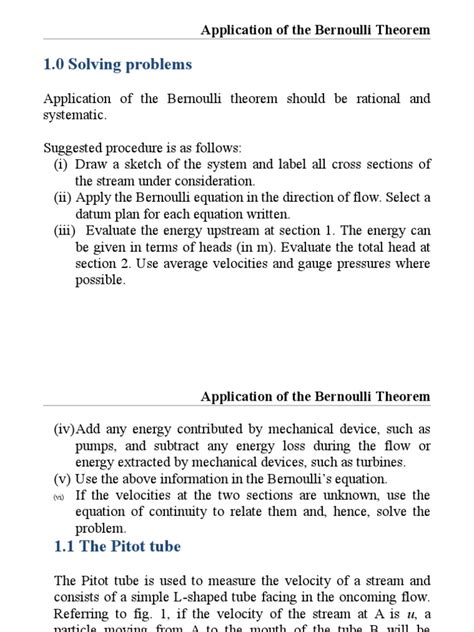 Application Of The Bernoulli Theorem Fluid Dynamics Pressure