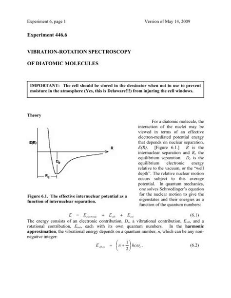 Experiment 446 6 Vibration Rotation Spectroscopy Of